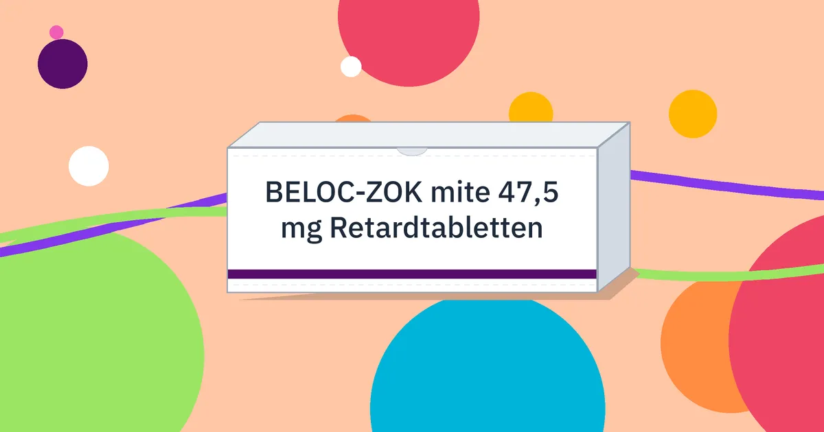 Symbolbild: Packung mit der Aufschrift BELOC-ZOK mite 47,5 mg Retardtabletten (PZN 03879441) – Verfügbarkeit und Bezug in Apotheken in Frankfurt am Main