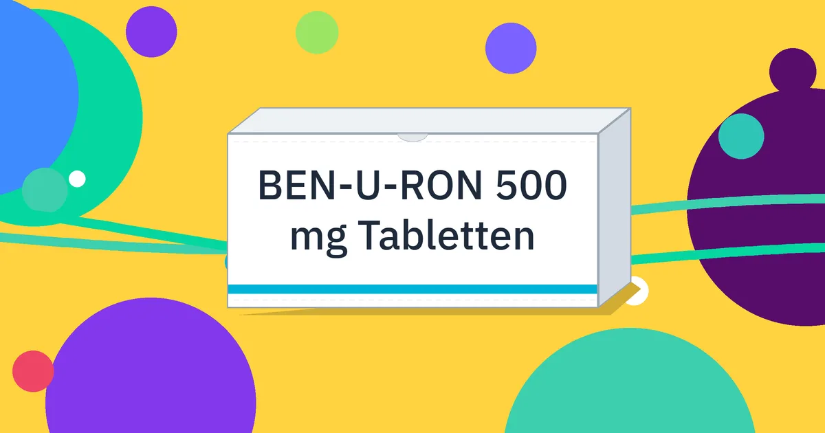 Symbolbild: Packung mit der Aufschrift BEN-U-RON 500 mg Tabletten (PZN 02622929) – Verfügbarkeit und Bezug in Apotheken in Frankfurt am Main