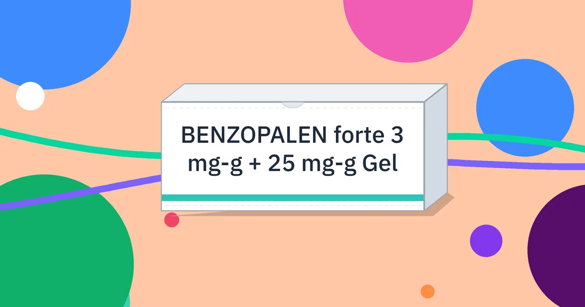 Symbolbild: Packung mit der Aufschrift BENZOPALEN forte 3 mg-g + 25 mg-g Gel (PZN 20949947) – Verfügbarkeit und Bezug in Apotheken in Frankfurt am Main