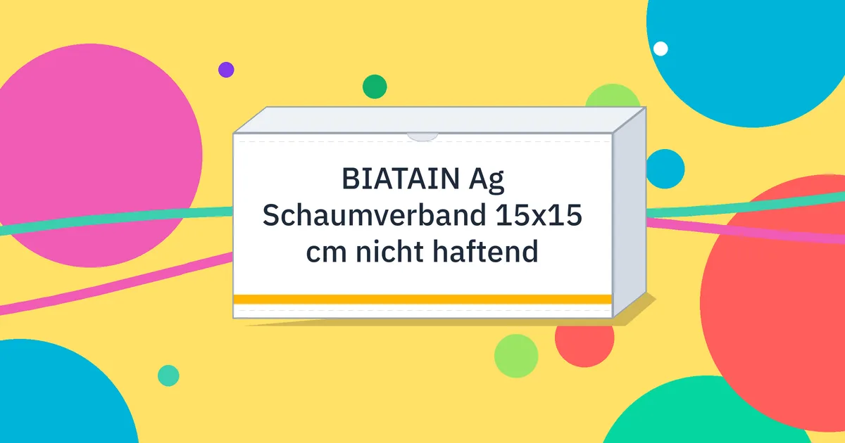 Symbolbild: Packung mit der Aufschrift BIATAIN Ag Schaumverband 15x15 cm nicht haftend (PZN 19348378) – Verfügbarkeit und Bezug in Apotheken in Frankfurt am Main
