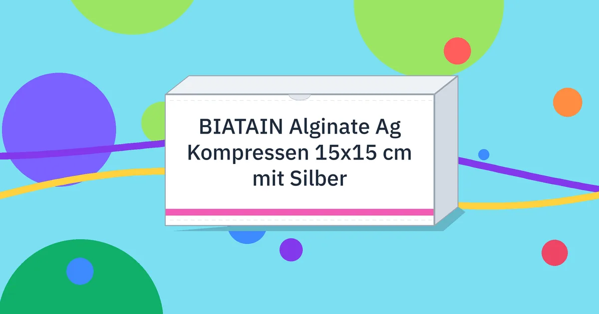 Symbolbild: Packung mit der Aufschrift BIATAIN Alginate Ag Kompressen 15x15 cm mit Silber (PZN 01406856) – Verfügbarkeit und Bezug in Apotheken in Frankfurt am Main