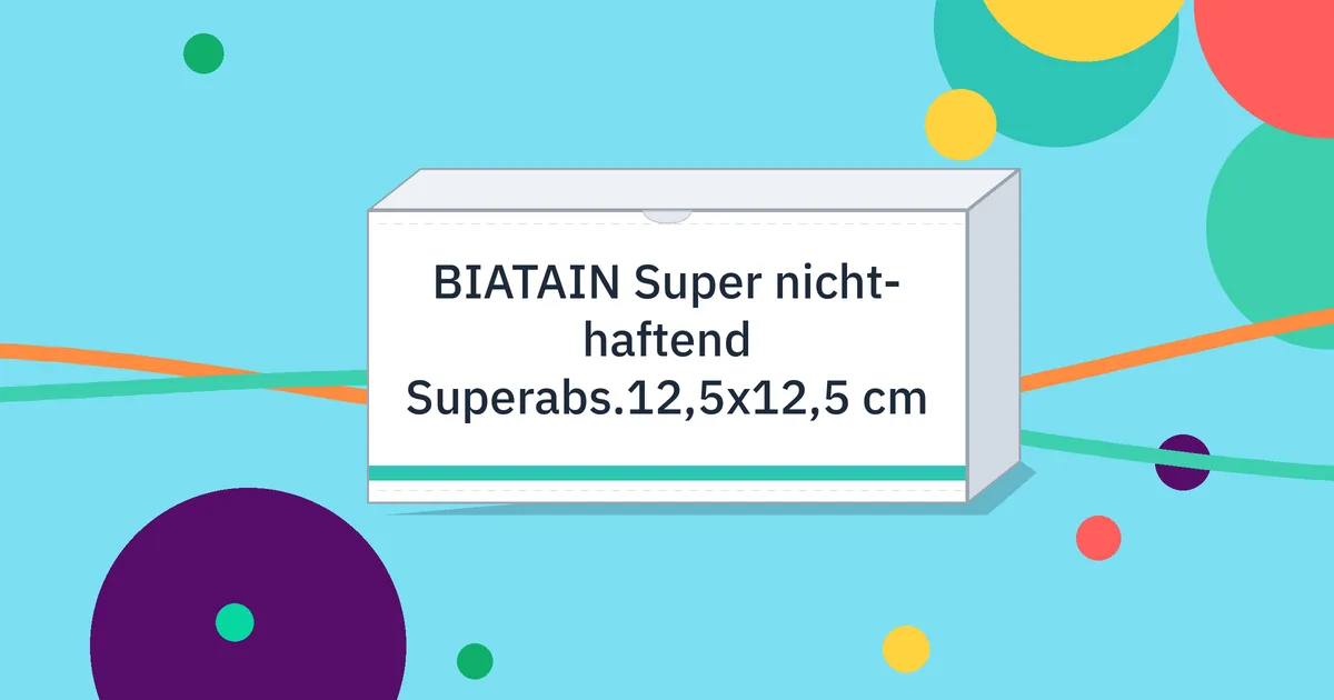 Symbolbild: Packung mit der Aufschrift BIATAIN Super nicht-haftend Superabs.12,5x12,5 cm (PZN 01404277) – Verfügbarkeit und Bezug in Apotheken in Frankfurt am Main