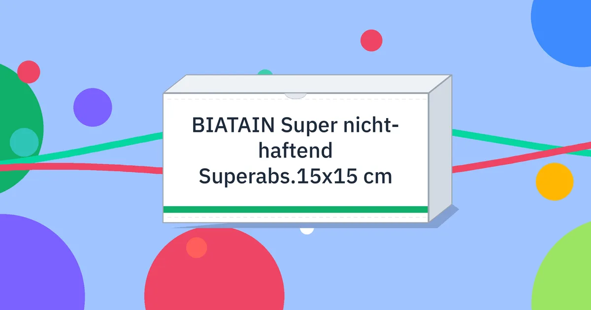 Symbolbild: Packung mit der Aufschrift BIATAIN Super nicht-haftend Superabs.15x15 cm (PZN 01404975) – Verfügbarkeit und Bezug in Apotheken in Frankfurt am Main
