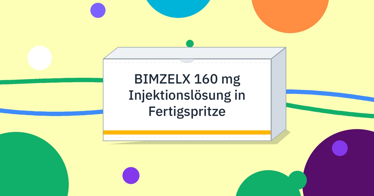 Symbolbild: Packung mit der Aufschrift BIMZELX 160 mg Injektionslösung in Fertigspritze (PZN 18086686) – Verfügbarkeit und Bezug in Apotheken in Frankfurt am Main