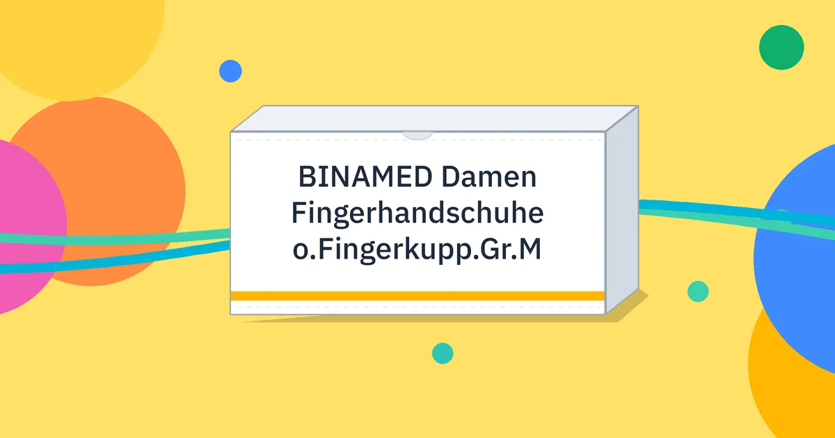 Symbolbild: Packung mit der Aufschrift BINAMED Damen Fingerhandschuhe o.Fingerkupp.Gr.M (PZN 05378950) – Verfügbarkeit und Bezug in Apotheken in Frankfurt am Main