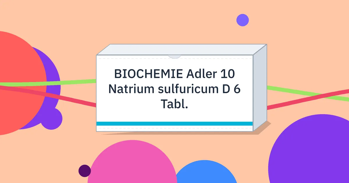 Symbolbild: Packung mit der Aufschrift BIOCHEMIE Adler 10 Natrium sulfuricum D 6 Tabl. (PZN 02728378) – Verfügbarkeit und Bezug in Apotheken in Frankfurt am Main