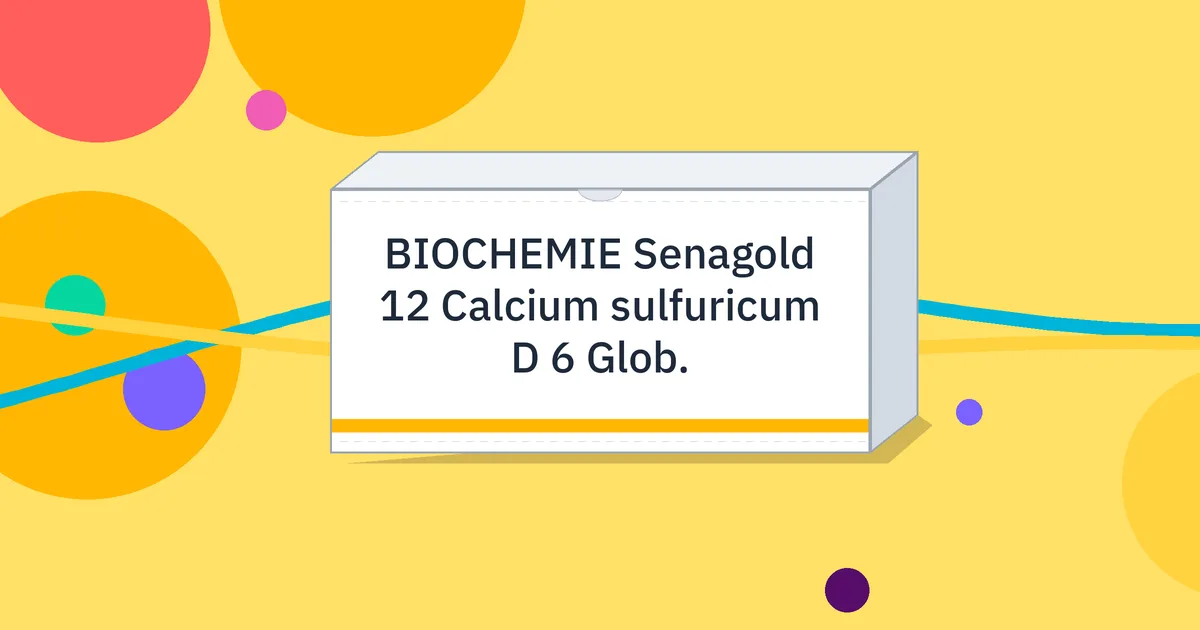 Symbolbild: Packung mit der Aufschrift BIOCHEMIE Senagold 12 Calcium sulfuricum D 6 Glob. (PZN 06827887) – Verfügbarkeit und Bezug in Apotheken in Frankfurt am Main