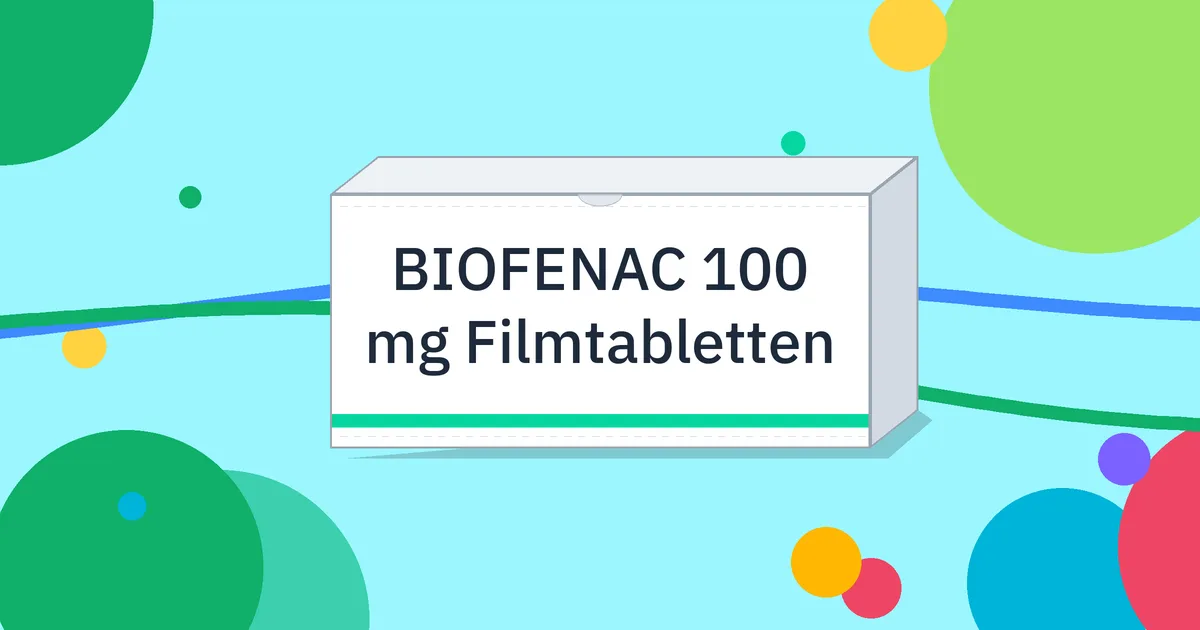 Symbolbild: Packung mit der Aufschrift BIOFENAC 100 mg Filmtabletten (PZN 19103694) – Verfügbarkeit und Bezug in Apotheken in Frankfurt am Main