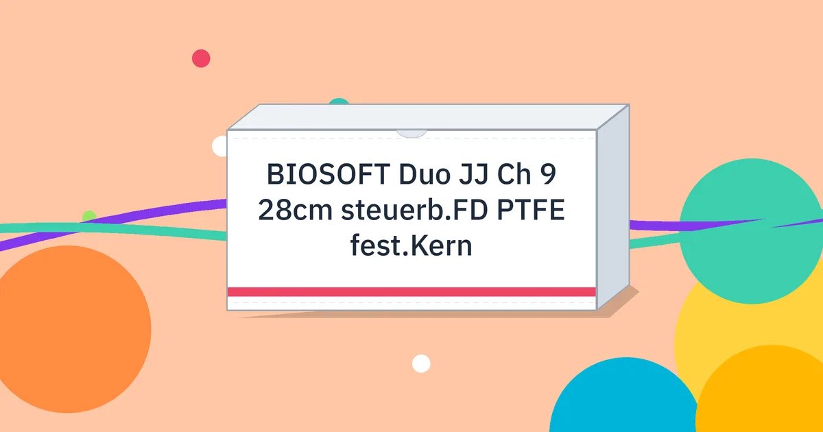 Symbolbild: Packung mit der Aufschrift BIOSOFT Duo JJ Ch 9 28cm steuerb.FD PTFE fest.Kern (PZN 17509819) – Verfügbarkeit und Bezug in Apotheken in Frankfurt am Main
