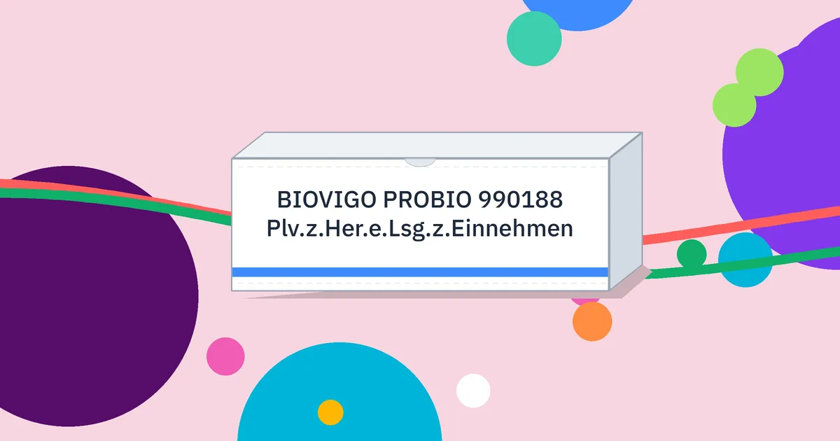 Symbolbild: Packung mit der Aufschrift BIOVIGO PROBIO 990188 Plv.z.Her.e.Lsg.z.Einnehmen (PZN 17153481) – Verfügbarkeit und Bezug in Apotheken in Frankfurt am Main