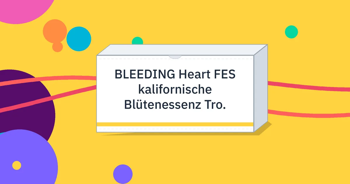 Symbolbild: Packung mit der Aufschrift BLEEDING Heart FES kalifornische Blütenessenz Tro. (PZN 09173104) – Verfügbarkeit und Bezug in Apotheken in Frankfurt am Main