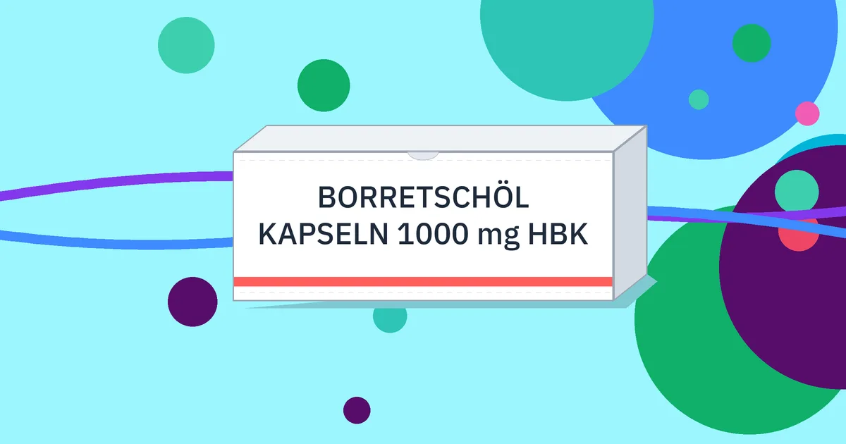 Symbolbild: Packung mit der Aufschrift BORRETSCHÖL KAPSELN 1000 mg HBK (PZN 16855726) – Verfügbarkeit und Bezug in Apotheken in Frankfurt am Main