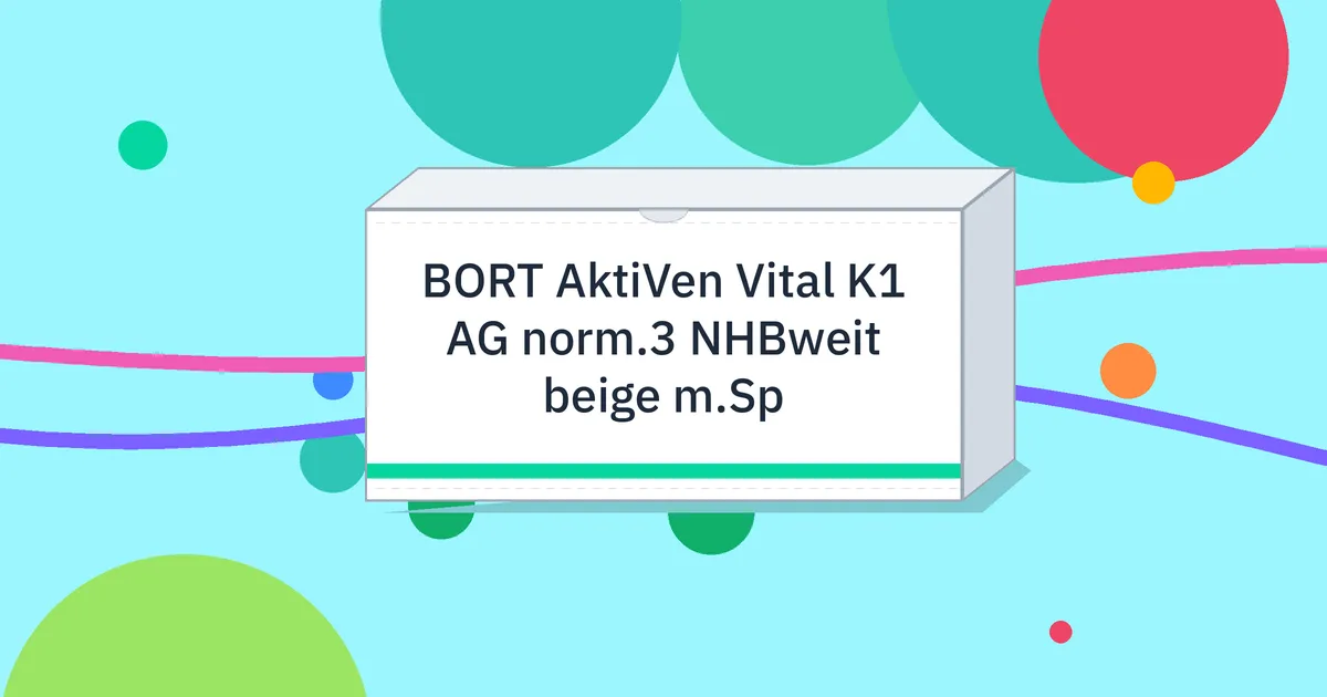 Symbolbild: Packung mit der Aufschrift BORT AktiVen Vital K1 AG norm.3 NHBweit beige m.Sp (PZN 13731248) – Verfügbarkeit und Bezug in Apotheken in Frankfurt am Main