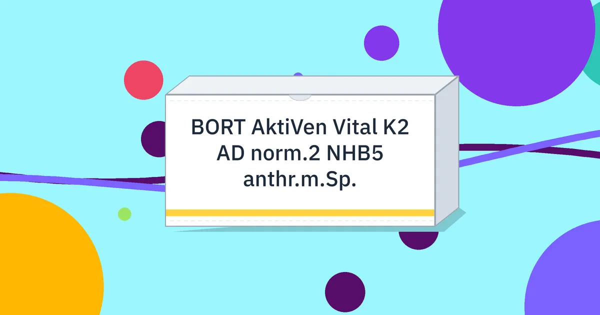 Symbolbild: Packung mit der Aufschrift BORT AktiVen Vital K2 AD norm.2 NHB5 anthr.m.Sp. (PZN 17494986) – Verfügbarkeit und Bezug in Apotheken in Frankfurt am Main