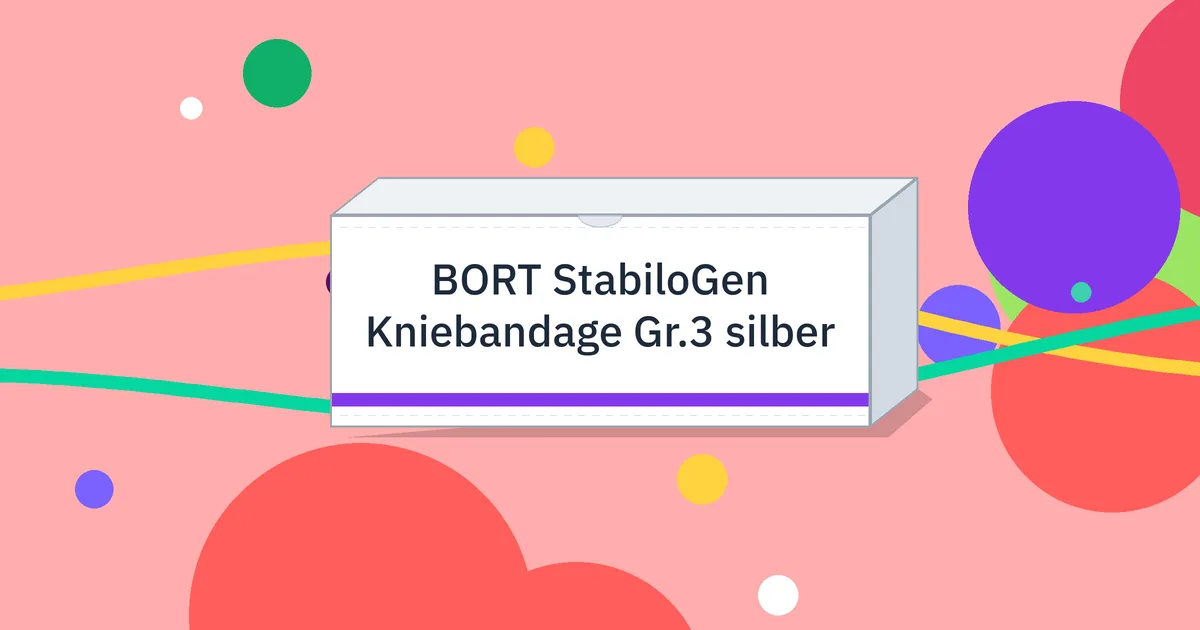 Symbolbild: Packung mit der Aufschrift BORT StabiloGen Kniebandage Gr.3 silber (PZN 16846495) – Verfügbarkeit und Bezug in Apotheken in Frankfurt am Main