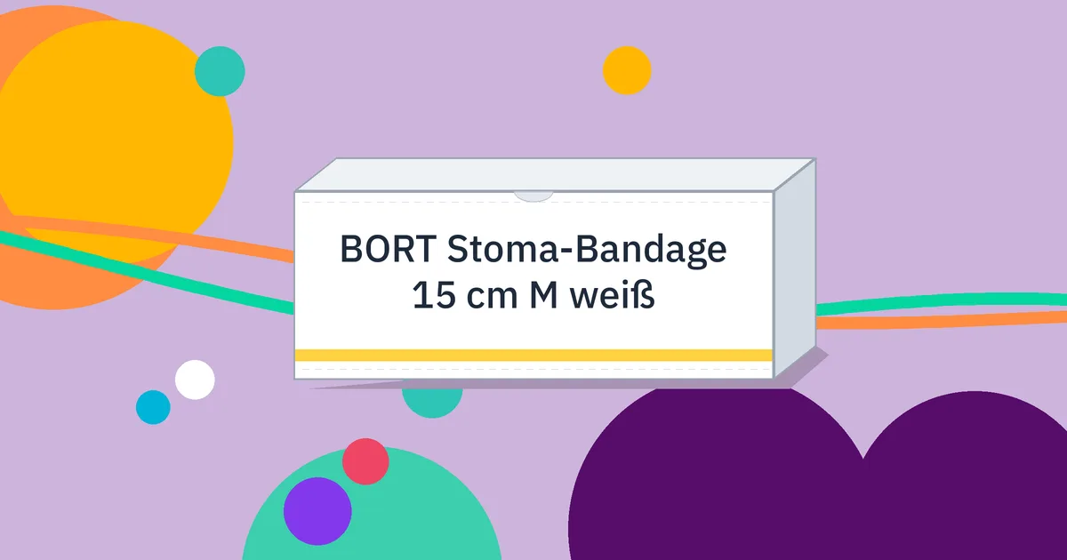 Symbolbild: Packung mit der Aufschrift BORT Stoma-Bandage 15 cm M weiß (PZN 02778666) – Verfügbarkeit und Bezug in Apotheken in Frankfurt am Main