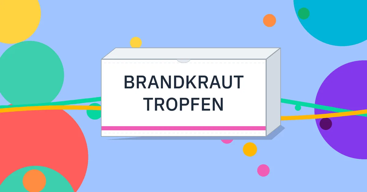 Symbolbild: Packung mit der Aufschrift BRANDKRAUT TROPFEN (PZN 15228795) – Verfügbarkeit und Bezug in Apotheken in Frankfurt am Main