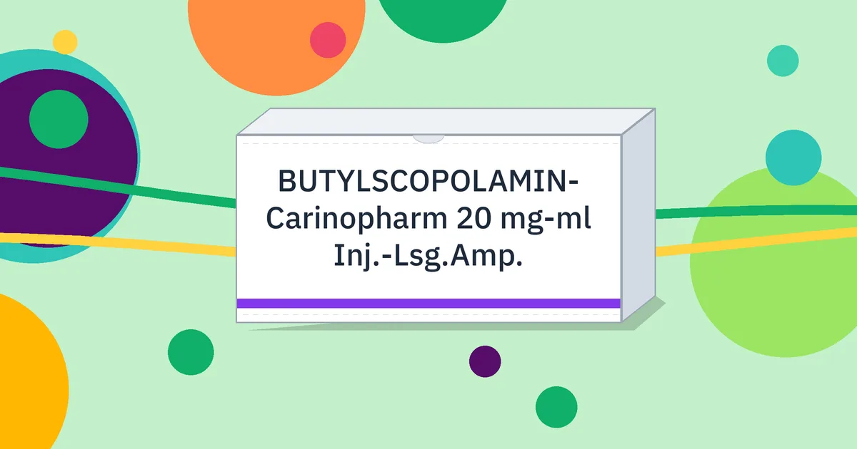 Symbolbild: Packung mit der Aufschrift BUTYLSCOPOLAMIN-Carinopharm 20 mg-ml Inj.-Lsg.Amp. (PZN 14234658) – Verfügbarkeit und Bezug in Apotheken in Frankfurt am Main