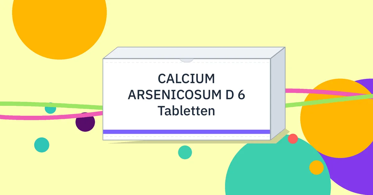 Symbolbild: Packung mit der Aufschrift CALCIUM ARSENICOSUM D 6 Tabletten (PZN 02626991) – Verfügbarkeit und Bezug in Apotheken in Frankfurt am Main
