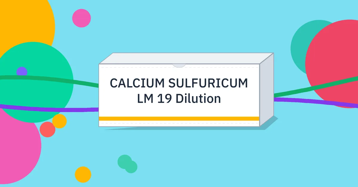 Symbolbild: Packung mit der Aufschrift CALCIUM SULFURICUM LM 19 Dilution (PZN 12807038) – Verfügbarkeit und Bezug in Apotheken in Frankfurt am Main