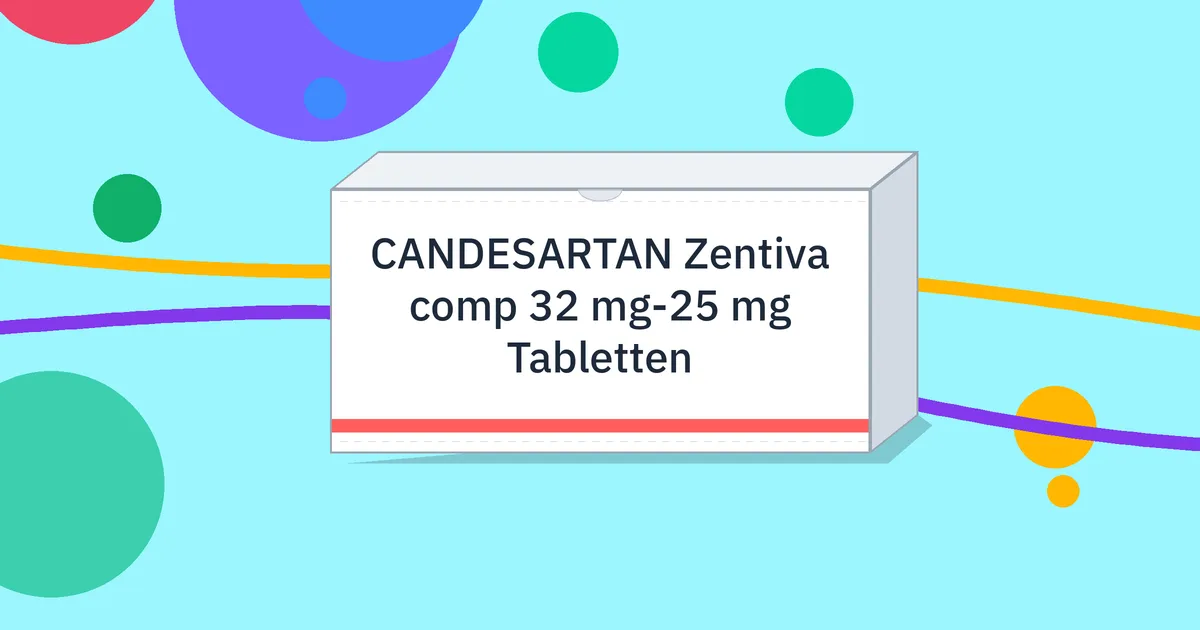 Symbolbild: Packung mit der Aufschrift CANDESARTAN Zentiva comp 32 mg-25 mg Tabletten (PZN 01770243) – Verfügbarkeit und Bezug in Apotheken in Frankfurt am Main