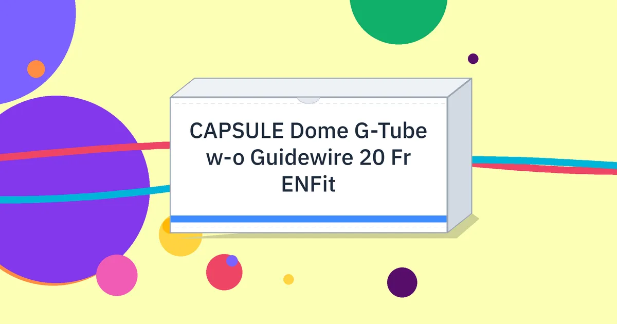Symbolbild: Packung mit der Aufschrift CAPSULE Dome G-Tube w-o Guidewire 20 Fr ENFit (PZN 17601235) – Verfügbarkeit und Bezug in Apotheken in Frankfurt am Main