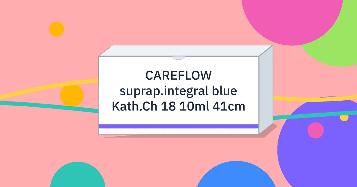 Symbolbild: Packung mit der Aufschrift CAREFLOW suprap.integral blue Kath.Ch 18 10ml 41cm (PZN 16841061) – Verfügbarkeit und Bezug in Apotheken in Frankfurt am Main