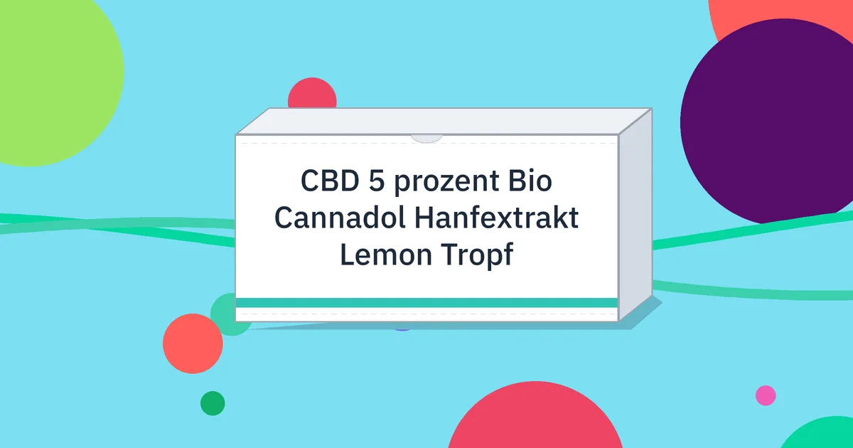 Symbolbild: Packung mit der Aufschrift CBD 5 prozent Bio Cannadol Hanfextrakt Lemon Tropf (PZN 17838575) – Verfügbarkeit und Bezug in Apotheken in Frankfurt am Main