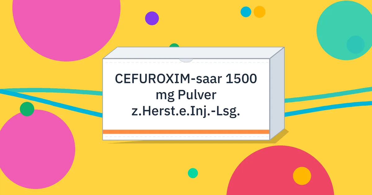 Symbolbild: Packung mit der Aufschrift CEFUROXIM-saar 1500 mg Pulver z.Herst.e.Inj.-Lsg. (PZN 03060988) – Verfügbarkeit und Bezug in Apotheken in Frankfurt am Main