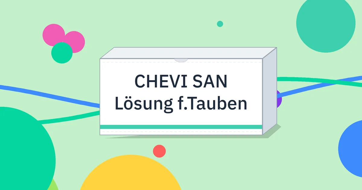 Symbolbild: Packung mit der Aufschrift CHEVI SAN Lösung f.Tauben (PZN 00636034) – Verfügbarkeit und Bezug in Apotheken in Frankfurt am Main