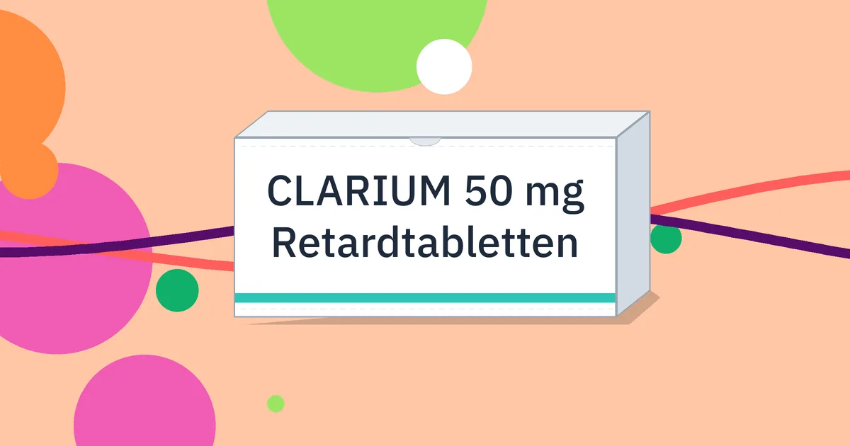 Symbolbild: Packung mit der Aufschrift CLARIUM 50 mg Retardtabletten (PZN 06159440) – Verfügbarkeit und Bezug in Apotheken in Frankfurt am Main
