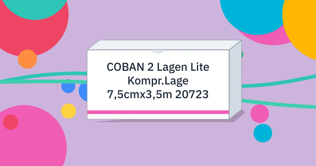 Symbolbild: Packung mit der Aufschrift COBAN 2 Lagen Lite Kompr.Lage 7,5cmx3,5m 20723 (PZN 07515693) – Verfügbarkeit und Bezug in Apotheken in Frankfurt am Main