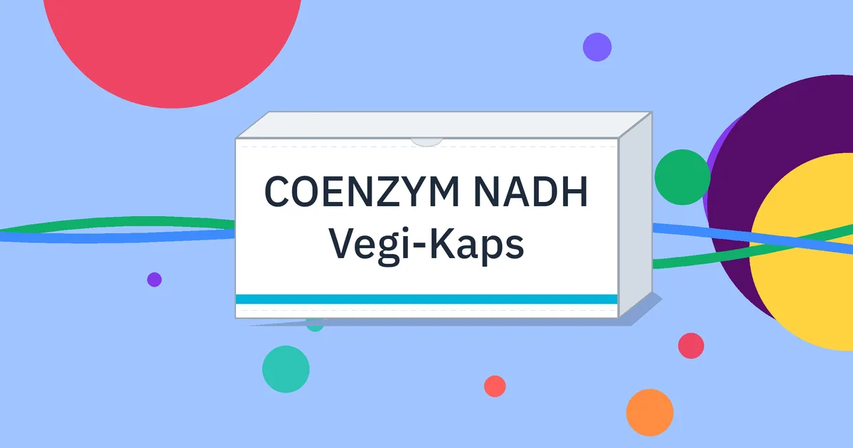 Symbolbild: Packung mit der Aufschrift COENZYM NADH Vegi-Kaps (PZN 13865960) – Verfügbarkeit und Bezug in Apotheken in Frankfurt am Main