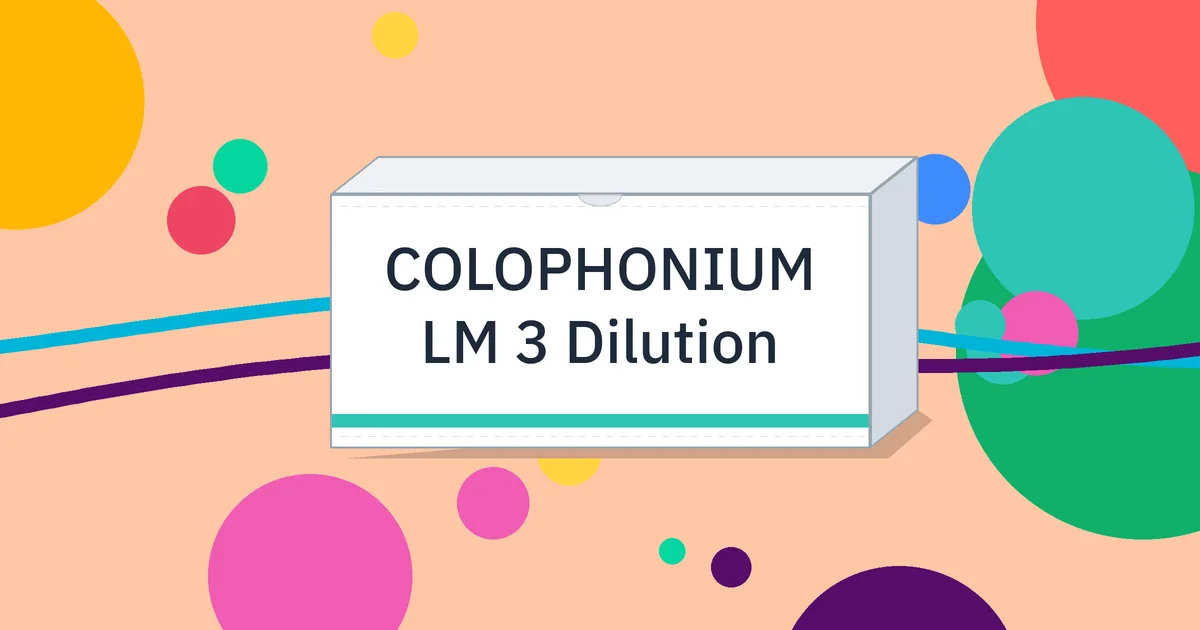 Symbolbild: Packung mit der Aufschrift COLOPHONIUM LM 3 Dilution (PZN 13448191) – Verfügbarkeit und Bezug in Apotheken in Frankfurt am Main