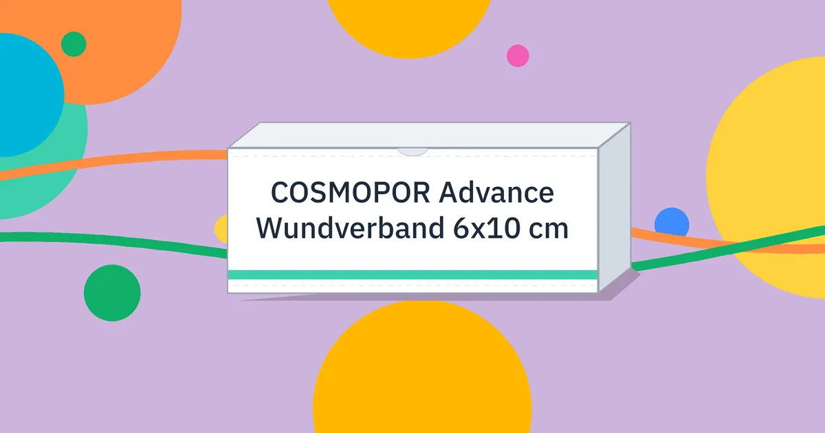 Symbolbild: Packung mit der Aufschrift COSMOPOR Advance Wundverband 6x10 cm (PZN 19699451) – Verfügbarkeit und Bezug in Apotheken in Frankfurt am Main