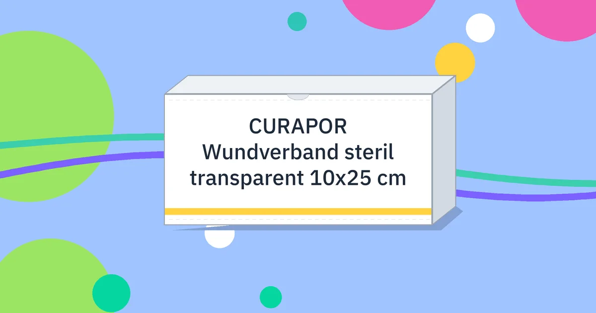 Symbolbild: Packung mit der Aufschrift CURAPOR Wundverband steril transparent 10x25 cm (PZN 02914187) – Verfügbarkeit und Bezug in Apotheken in Frankfurt am Main