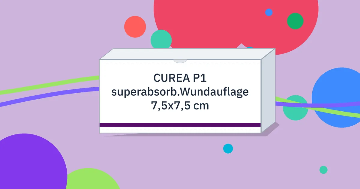 Symbolbild: Packung mit der Aufschrift CUREA P1 superabsorb.Wundauflage 7,5x7,5 cm (PZN 16005726) – Verfügbarkeit und Bezug in Apotheken in Frankfurt am Main