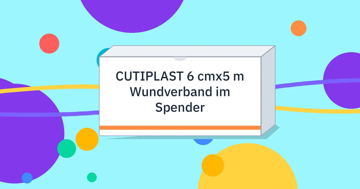 Symbolbild: Packung mit der Aufschrift CUTIPLAST 6 cmx5 m Wundverband im Spender (PZN 05526043) – Verfügbarkeit und Bezug in Apotheken in Frankfurt am Main