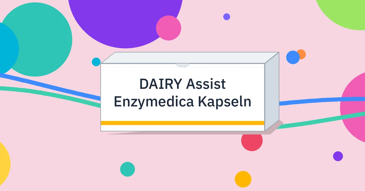 Symbolbild: Packung mit der Aufschrift DAIRY Assist Enzymedica Kapseln (PZN 16940900) – Verfügbarkeit und Bezug in Apotheken in Frankfurt am Main