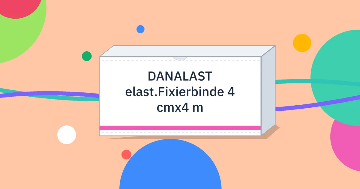 Symbolbild: Packung mit der Aufschrift DANALAST elast.Fixierbinde 4 cmx4 m (PZN 20810557) – Verfügbarkeit und Bezug in Apotheken in Frankfurt am Main