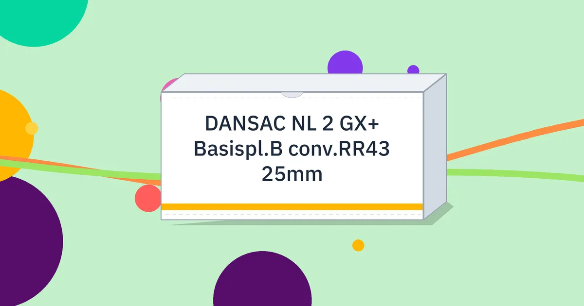 Symbolbild: Packung mit der Aufschrift DANSAC NL 2 GX+ Basispl.B conv.RR43 25mm (PZN 10920500) – Verfügbarkeit und Bezug in Apotheken in Frankfurt am Main