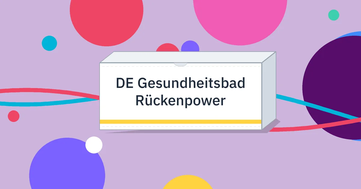 Symbolbild: Packung mit der Aufschrift DE Gesundheitsbad Rückenpower (PZN 16032404) – Verfügbarkeit und Bezug in Apotheken in Frankfurt am Main