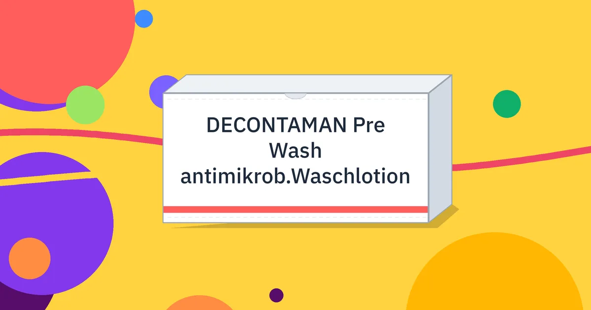 Symbolbild: Packung mit der Aufschrift DECONTAMAN Pre Wash antimikrob.Waschlotion (PZN 15433584) – Verfügbarkeit und Bezug in Apotheken in Frankfurt am Main
