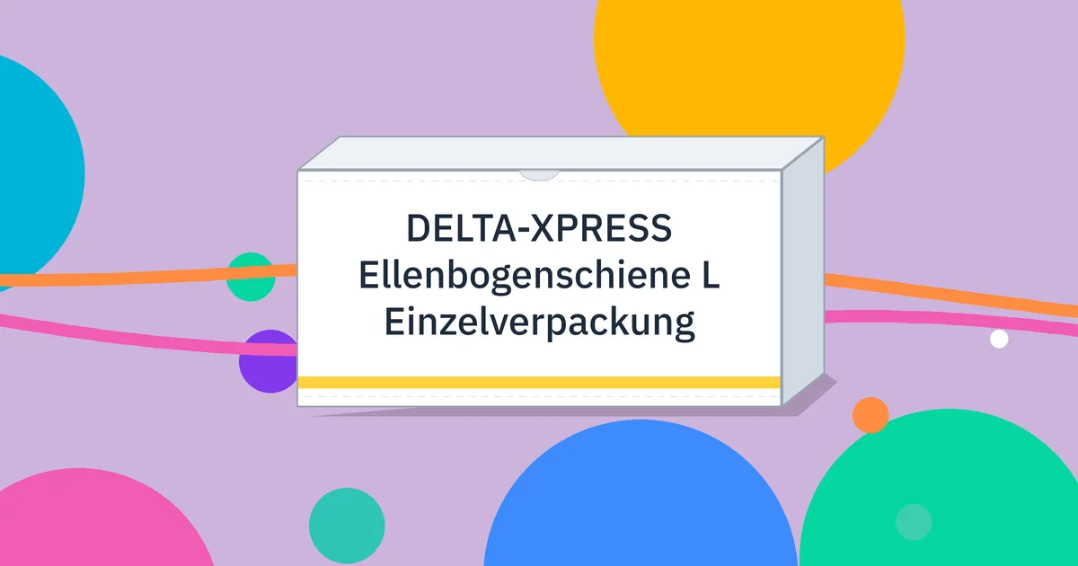 Symbolbild: Packung mit der Aufschrift DELTA-XPRESS Ellenbogenschiene L Einzelverpackung (PZN 07619777) – Verfügbarkeit und Bezug in Apotheken in Frankfurt am Main