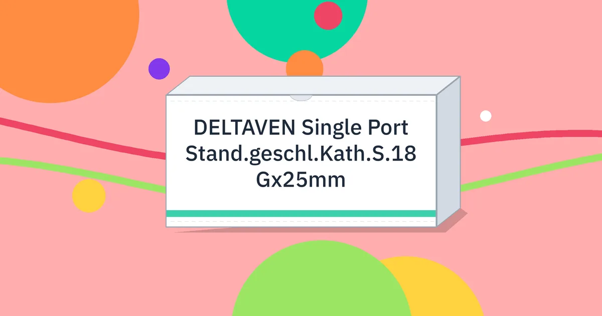 Symbolbild: Packung mit der Aufschrift DELTAVEN Single Port Stand.geschl.Kath.S.18 Gx25mm (PZN 18873415) – Verfügbarkeit und Bezug in Apotheken in Frankfurt am Main