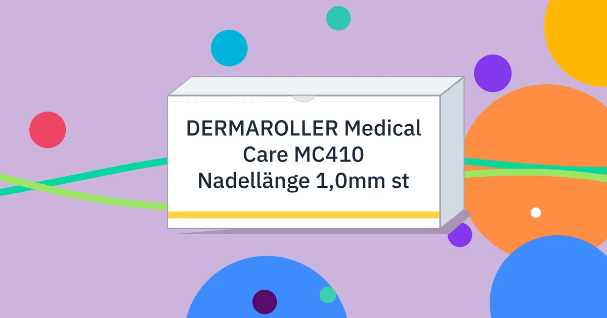 Symbolbild: Packung mit der Aufschrift DERMAROLLER Medical Care MC410 Nadellänge 1,0mm st (PZN 19399507) – Verfügbarkeit und Bezug in Apotheken in Frankfurt am Main