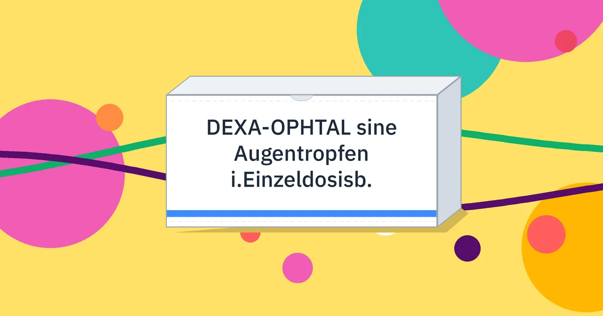 Symbolbild: Packung mit der Aufschrift DEXA-OPHTAL sine Augentropfen i.Einzeldosisb. (PZN 02935433) – Verfügbarkeit und Bezug in Apotheken in Frankfurt am Main