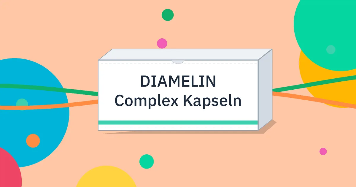 Symbolbild: Packung mit der Aufschrift DIAMELIN Complex Kapseln (PZN 14052466) – Verfügbarkeit und Bezug in Apotheken in Frankfurt am Main