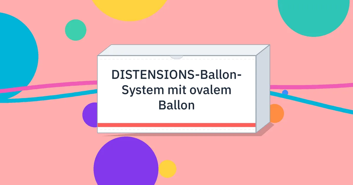 Symbolbild: Packung mit der Aufschrift DISTENSIONS-Ballon-System mit ovalem Ballon (PZN 18258733) – Verfügbarkeit und Bezug in Apotheken in Frankfurt am Main
