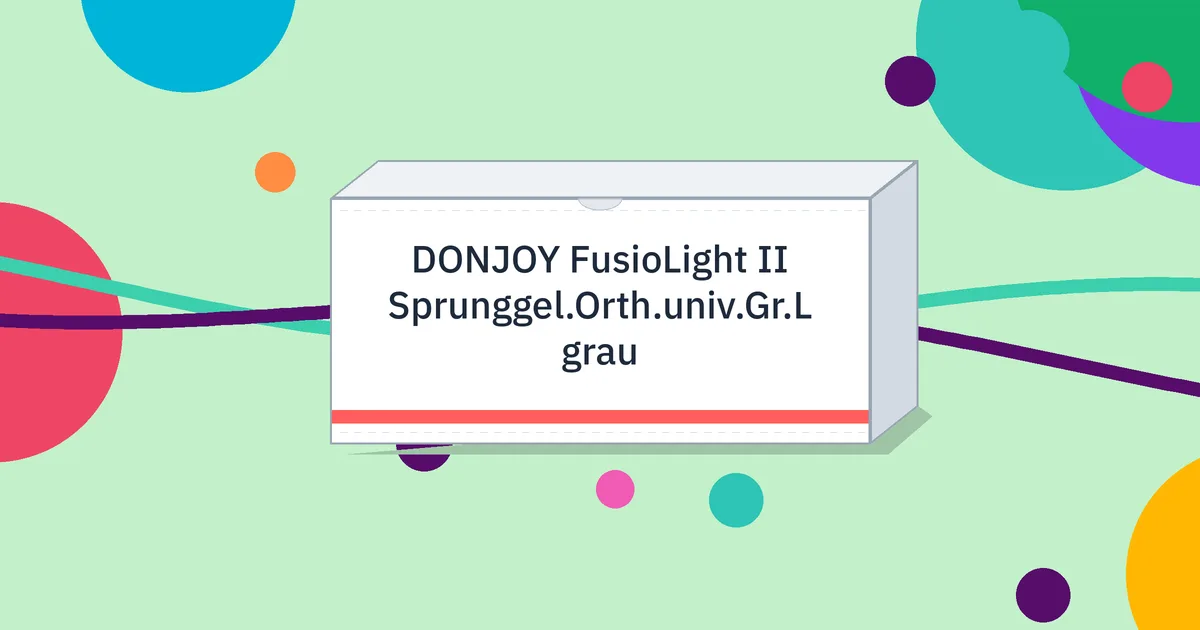 Symbolbild: Packung mit der Aufschrift DONJOY FusioLight II Sprunggel.Orth.univ.Gr.L grau (PZN 18737770) – Verfügbarkeit und Bezug in Apotheken in Frankfurt am Main